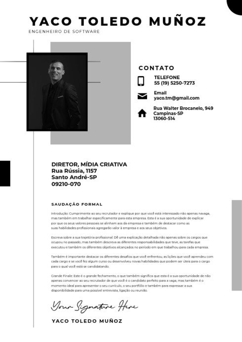 Placeit - Professional LinkedIn Cover Letter Template for a Software ...