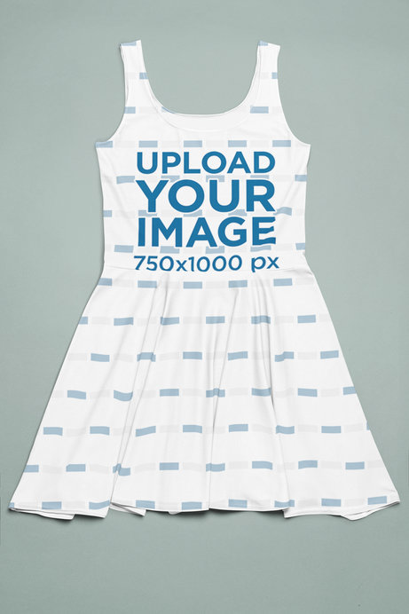 Placeit - Mockup of a Sublimated Skater Dress Flat Laid over a Solid ...