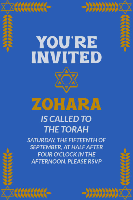 Placeit - Bat-Mitzvah-Themed Invitation Design Maker for a Jewish ...