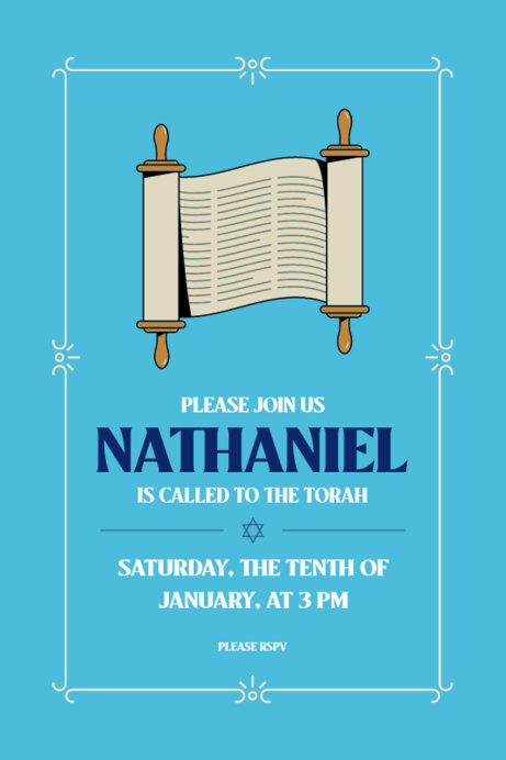 Placeit - Jewish-Themed Invitation Design Template for a Bar-Mitzvah Event
