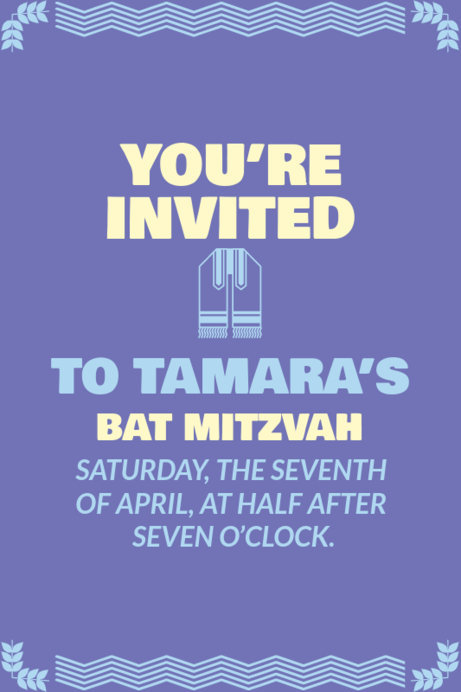 Placeit - Jewish-Themed Invitation Design Creator for a Bat-Mitzvah ...
