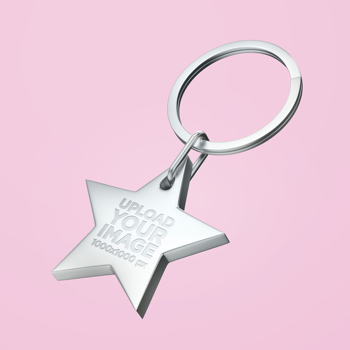Placeit - Mockup of a Silver Star-Shaped Keychain