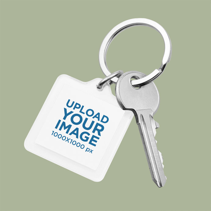 Placeit - Mockup of a Keychain Placed on a Colorful Surface