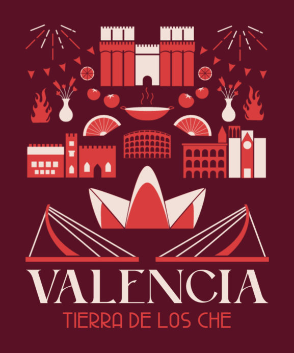 Placeit - T-Shirt Design Template with Valencia-Inspired Decorative ...