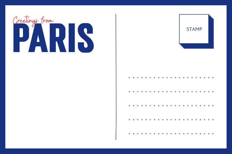 Placeit - Colorful Back-View Horizontal Postcard Design with a Stamp Frame