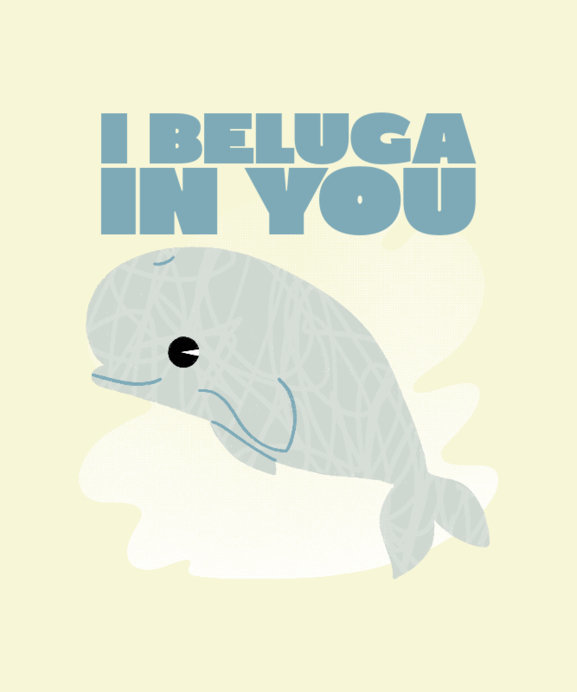 Placeit - T-Shirt Design Template Featuring a Cute Beluga Whale Graphic