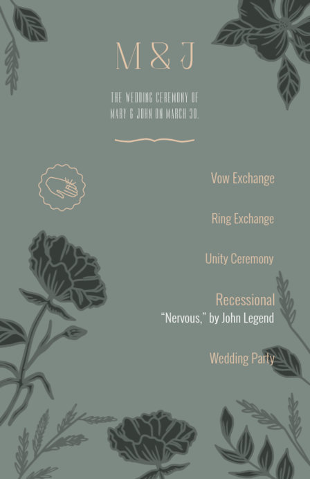 Placeit - Back Wedding Program Creator for a Party Event