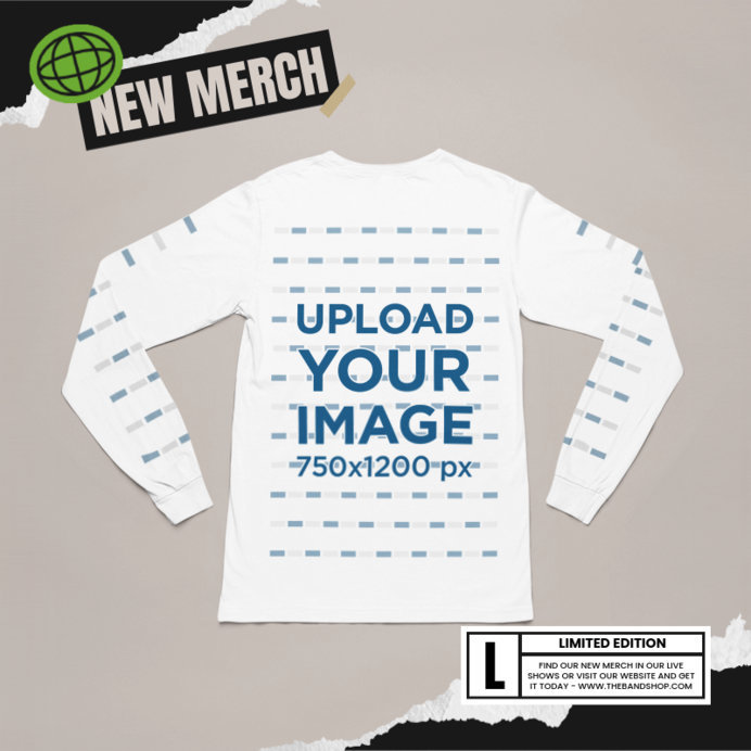 Placeit - Merch Mockup Featuring a Long-Sleeve Tee With Customizable ...