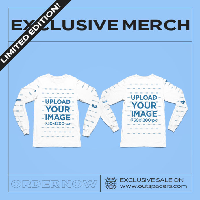 Placeit - Merch Bundle Mockup Featuring Two Long-Sleeve Tees With ...