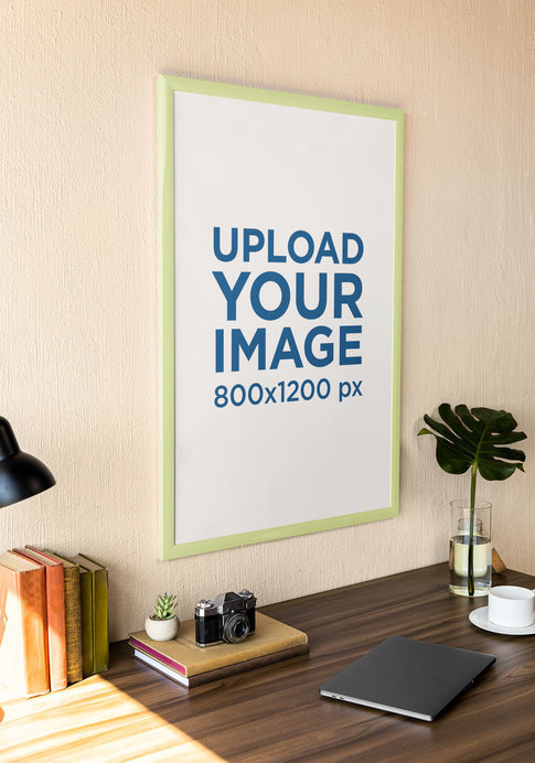 Placeit - Mockup of an Art Print Frame Placed on a Wall Featuring a ...