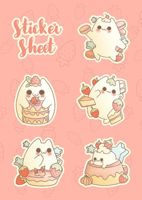 Placeit - Kawaii-Themed Sticker Sheet Maker Featuring a Cute Character ...