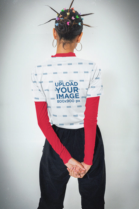 Placeit - Jersey Mockup Featuring a Woman with a Y2K-Inspired Spiky ...