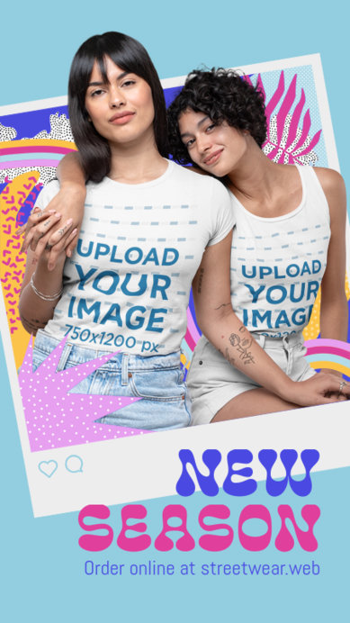 Placeit - T-Shirt ad Tank Top Mockup Featuring a Happy Women Couple for ...
