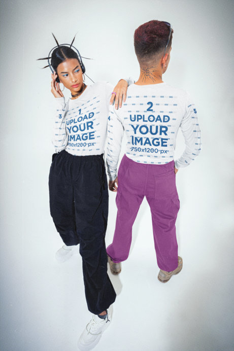 Placeit - Bella Canvas Mockup Featuring a Man and a Woman Wearing a ...