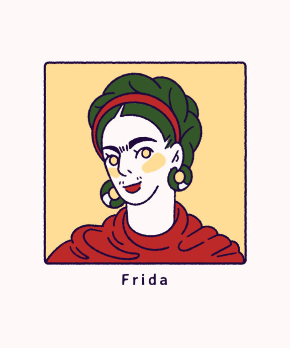 Placeit - Doodle-Themed T-Shirt Design Maker Featuring a Portrait of Frida Kahlo