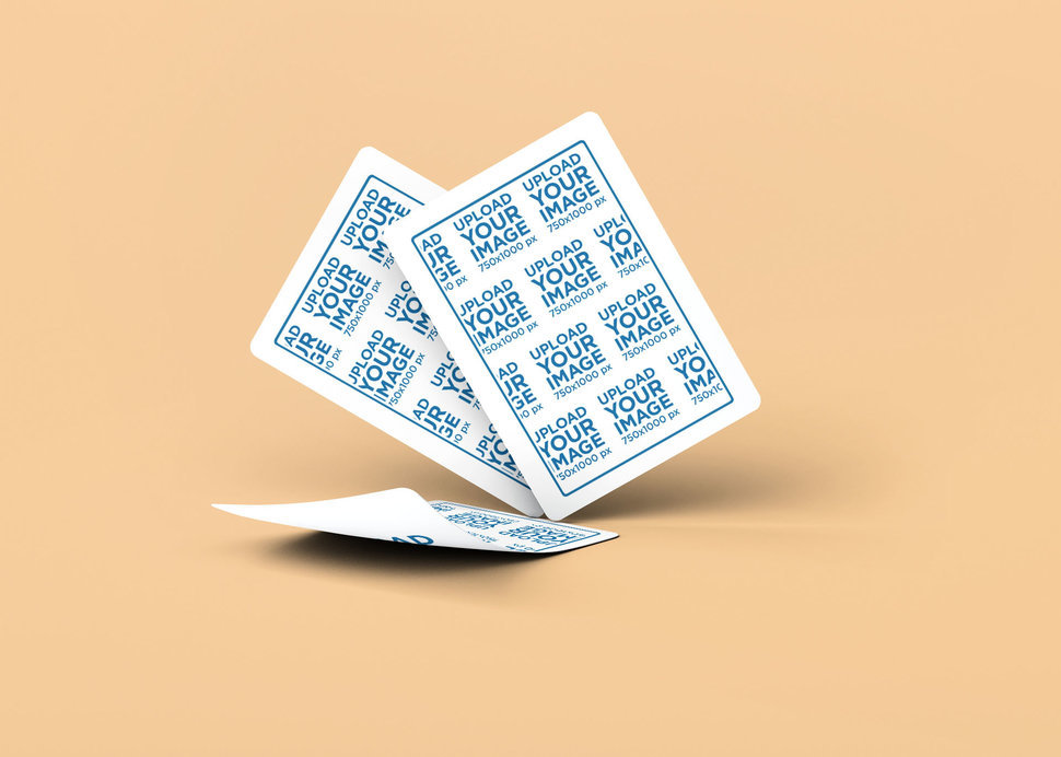 Placeit - Mockup of Three Playing Cards Placed on a Customizable Surface