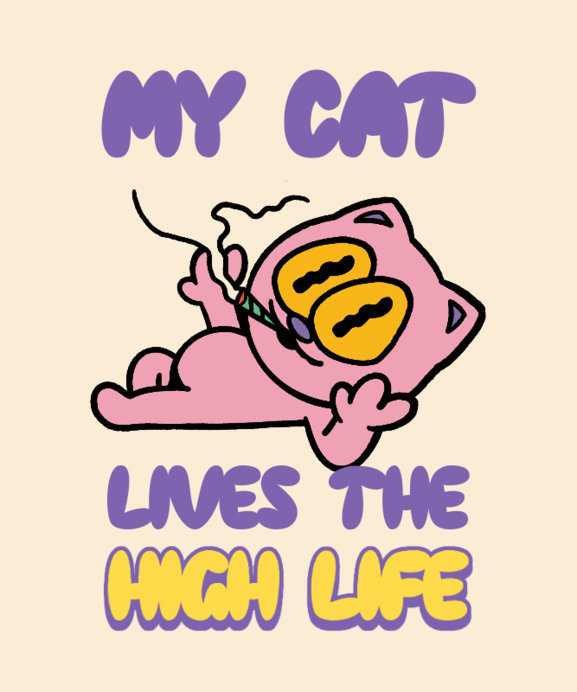 Placeit - 420-Themed T-Shirt Design Maker Featuring Illustrated Cats ...