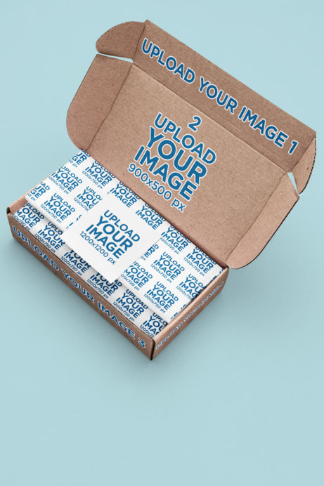 Placeit - Mockup of a Box With Wrapping Paper and a Sticker