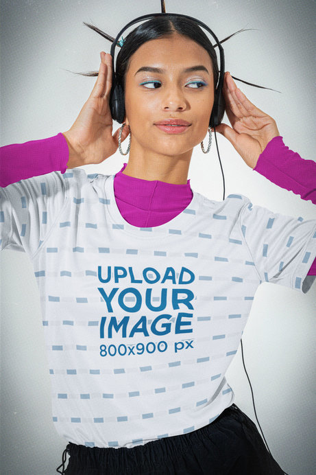 Placeit - 00s-Inspired Round-Neck Jersey Mockup of a Woman Wearing ...