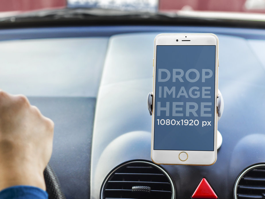 Placeit - iPhone 6 Mockup Featuring a Man Driving