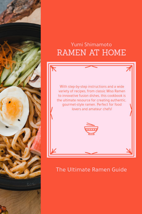 Placeit - Ramen Back Book Cover Creator for Japanese Cuisine Recipes