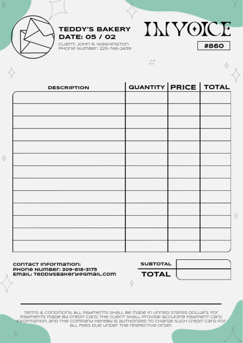 Placeit - Invoice Maker for a Bakery Shop Featuring Abstract Frames