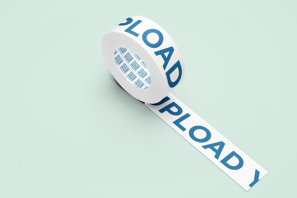 Placeit - Mockup of a Packing Tape Roll Glued to a Solid Surface