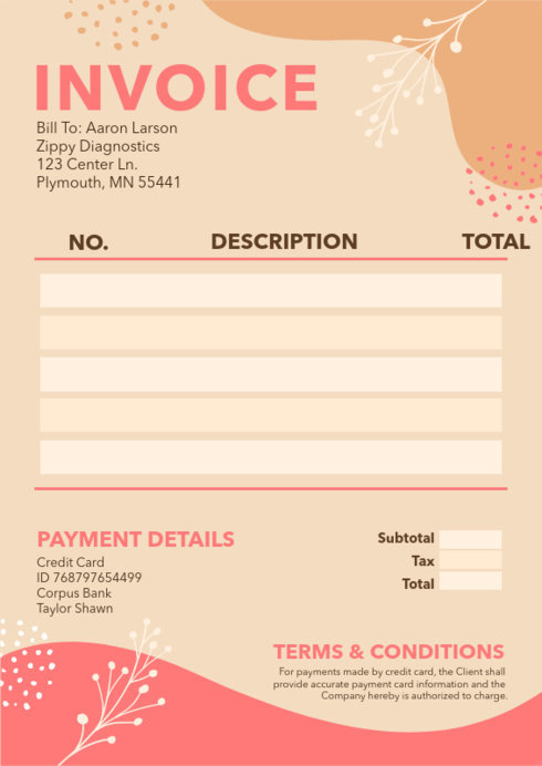 Placeit - Invoice Creator Featuring Payment Details and Colorful Shapes