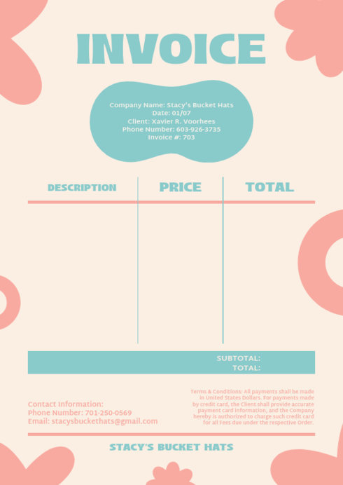 Placeit - Invoice Generator for a Bucket Hats Shop