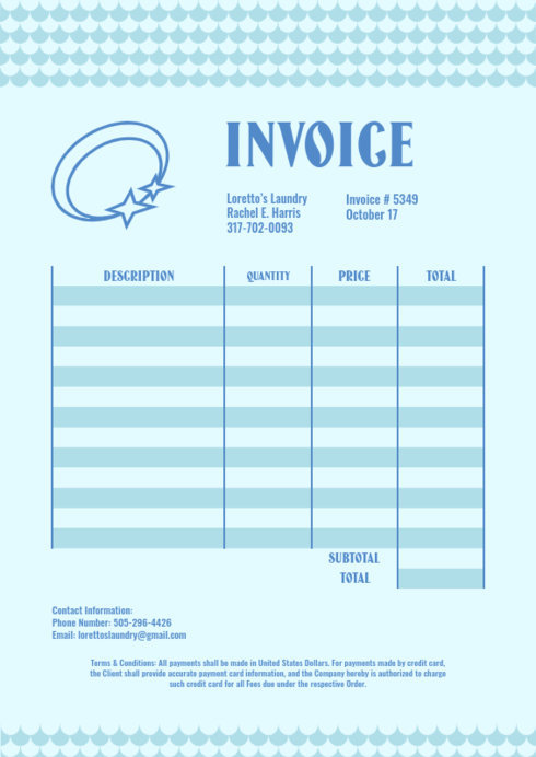 Placeit - Minimalist Invoice Template for a Laundry Business