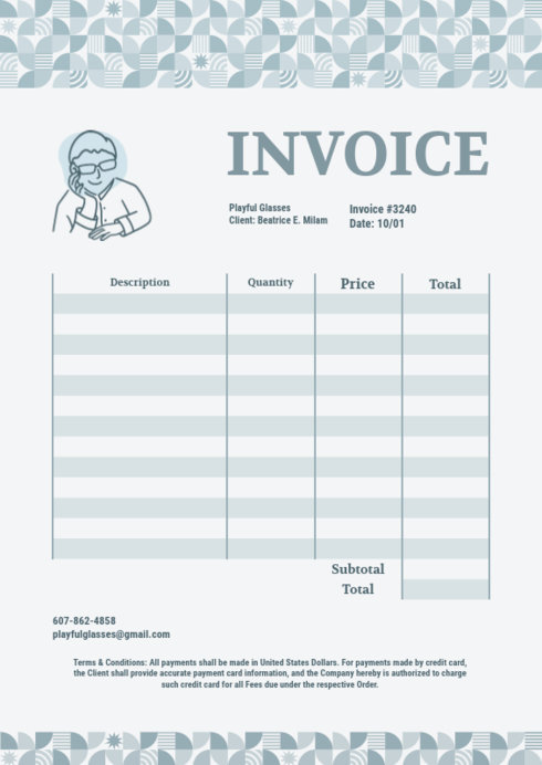 Placeit - Invoice Generator for a Glasses Store Payment