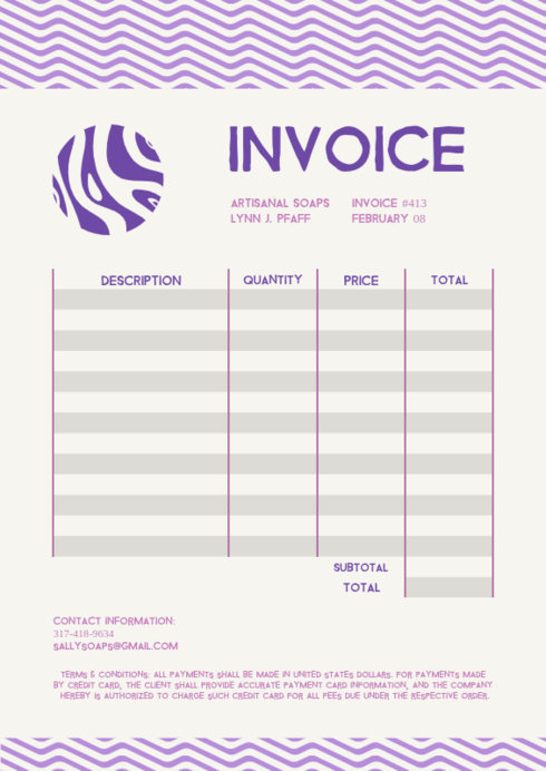 Placeit - Invoice Template for an Artisanal Soap Store
