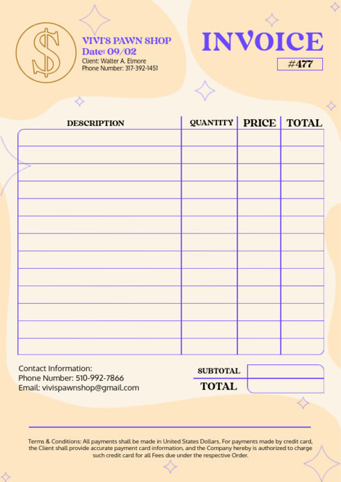 Placeit - Invoice Template for a Pawn Shop With Abstract Shape Frames