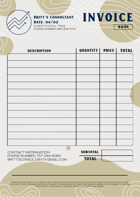 Placeit - Financial Consultant Invoice Maker Featuring a Modern Aesthetic