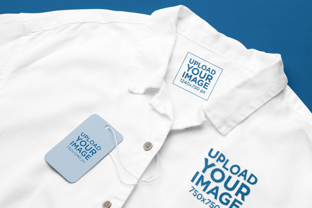 Placeit - Button-Up Shirt Mockup Featuring a Brand Tag