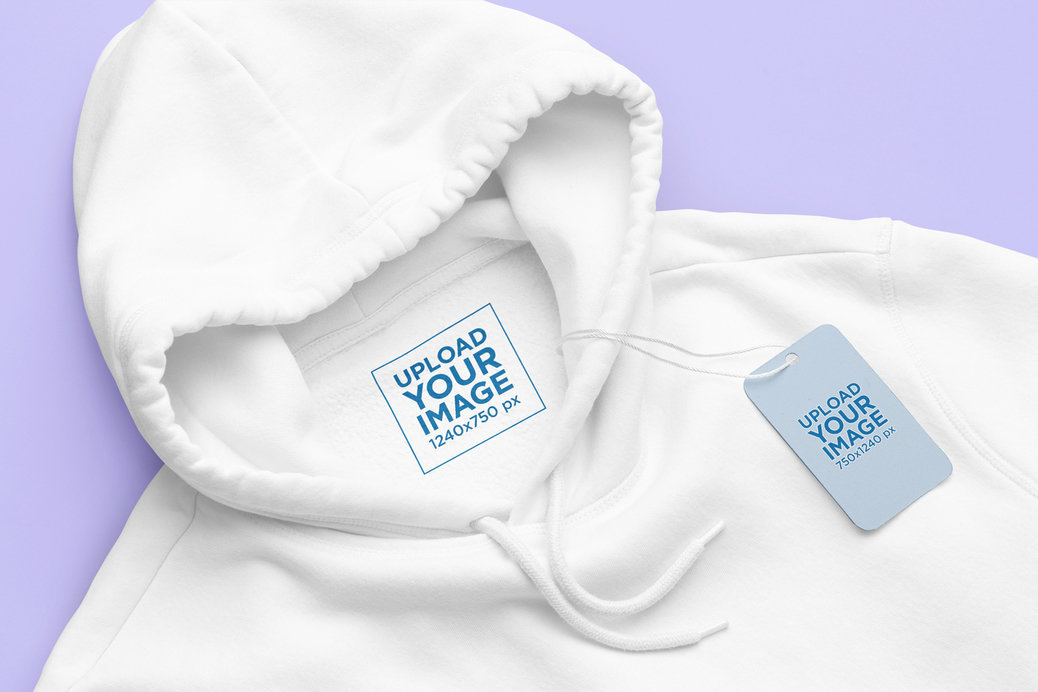 Placeit - Brand Tag Mockup Featuring a Hoodie Placed on a Customizable ...