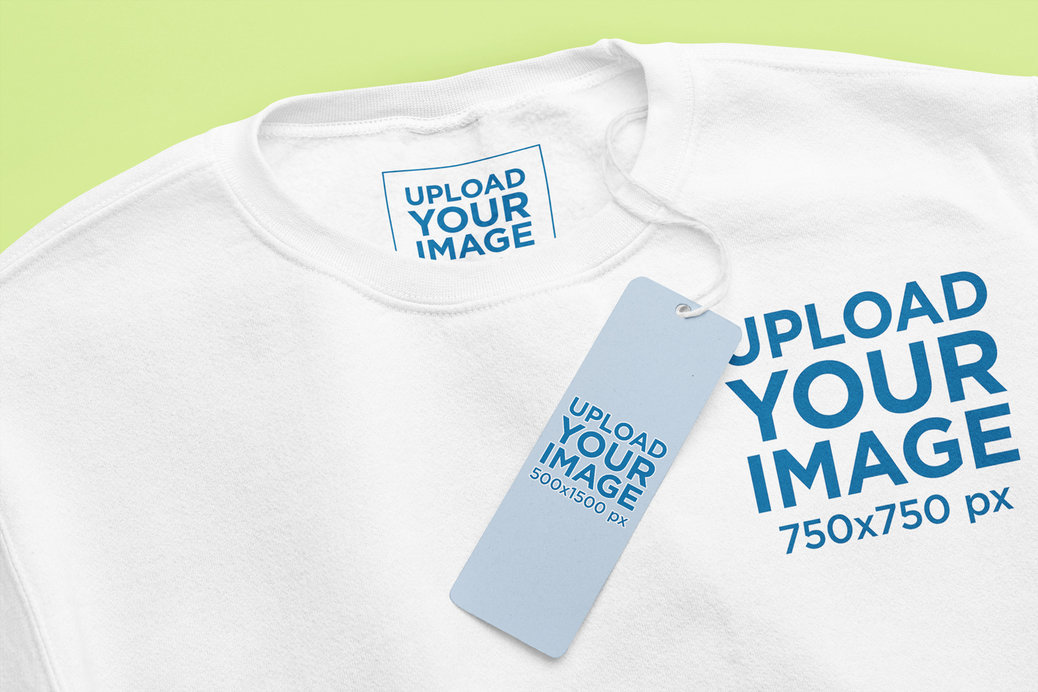 Placeit - Sweatshirt Mockup Featuring a Brand Tag and an Inside Label Tag