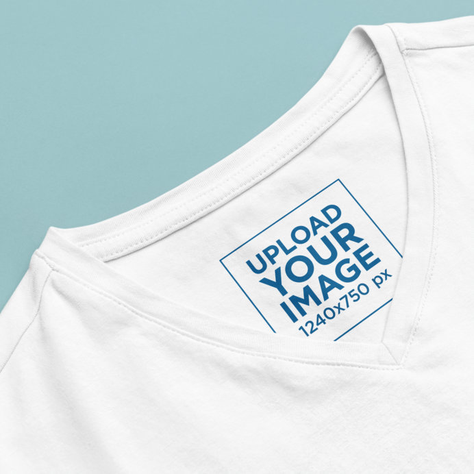 Placeit - Inside Label Mockup Featuring a V-Neck Tee