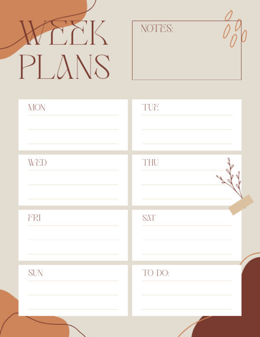 Placeit - Botanic Planner Creator for Weekly-Themed Plans