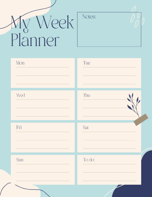 Placeit - Weekly Planner Creator Featuring Branch Graphics