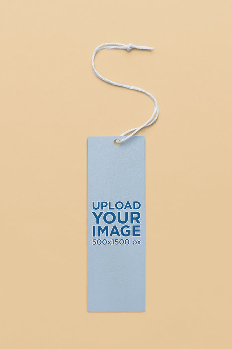 Placeit - Mockup of a Rectangular Brand Tag Lying on a Customizable ...