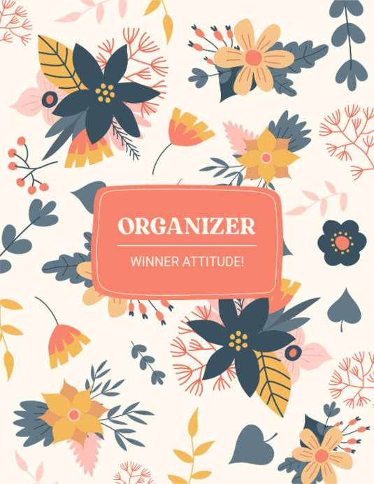 Placeit - Planner Cover Template Featuring a Nice Flower-Themed Pattern