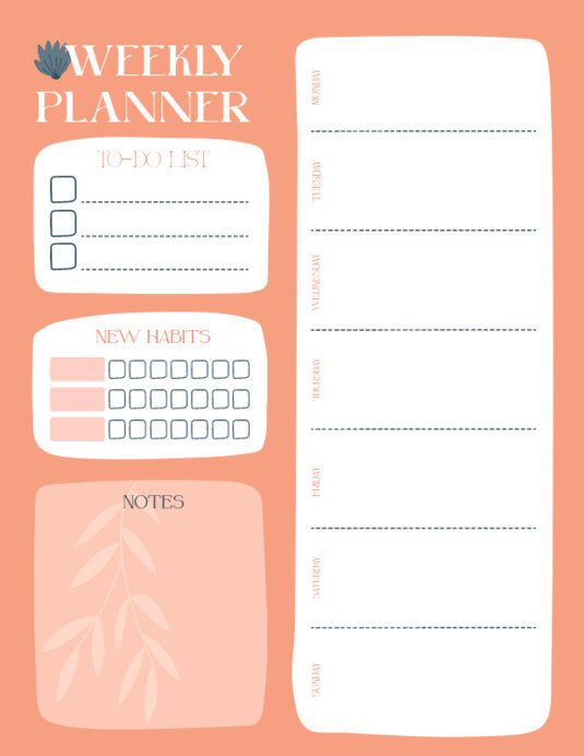 Placeit - Weekly Planner Maker Featuring a Flower Icon and a Calendar