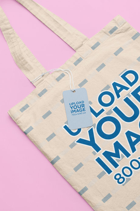 Placeit - Tote Bag Mockup Featuring a Brand Tag