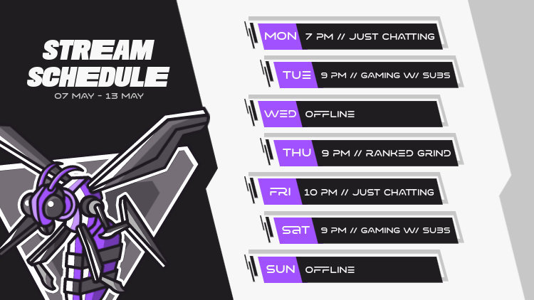Placeit - Twitch Screen Design Maker Featuring a Streaming Schedule