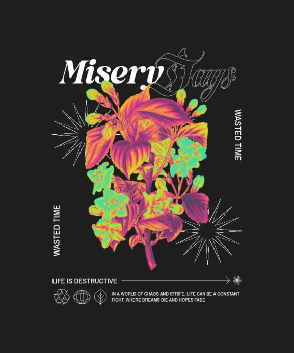 Placeit - T-Shirt Design Maker with a Streetwear Style Featuring Flower ...