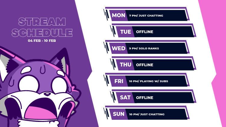 Placeit - Twitch Screen Generator for a Streaming Schedule with an Illustrated Gaming Character