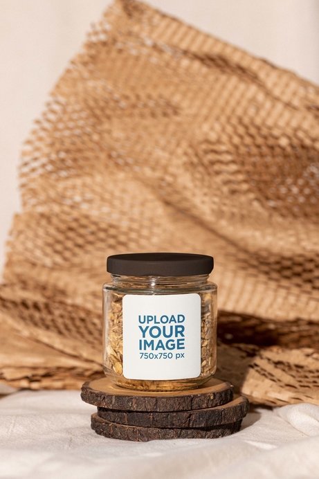 Placeit - Mockup of an Eco Glass Jar Placed on a Rustic Setting