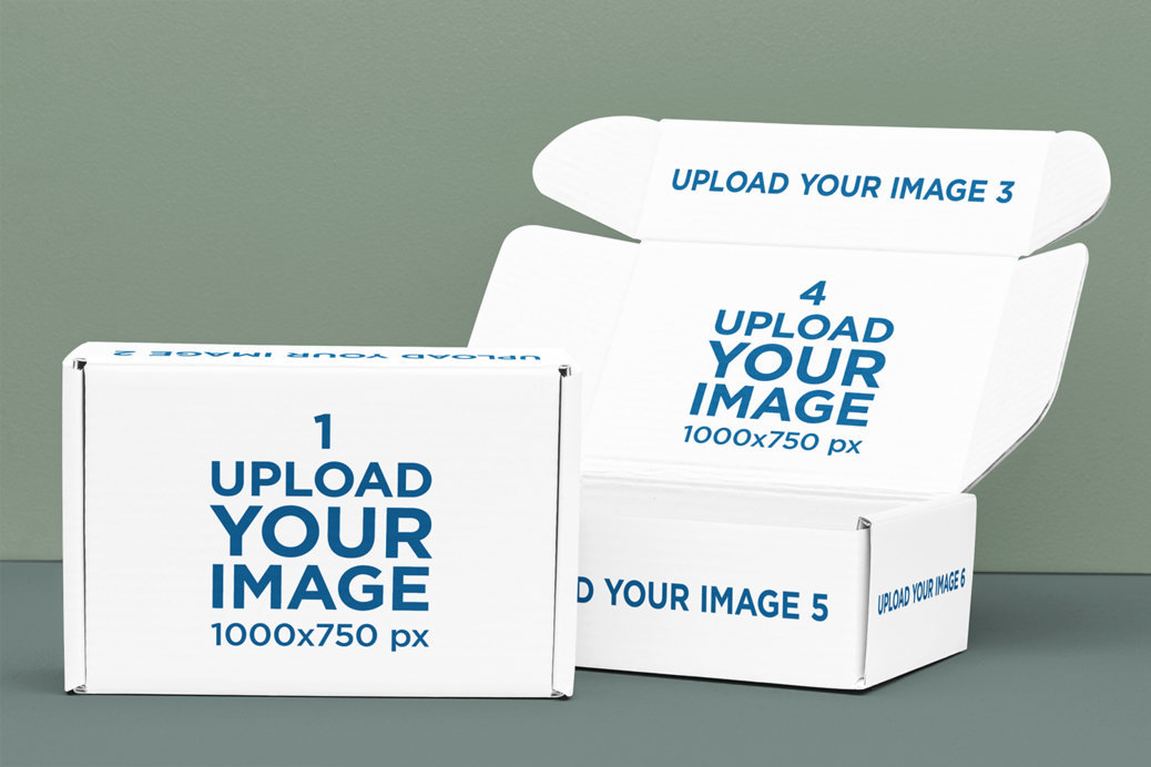 Placeit - Mockup of Two Boxes Placed Next to Each Other in a Studio