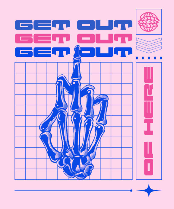Placeit - T-Shirt Design Creator Featuring a Skeleton Hand on a Grid